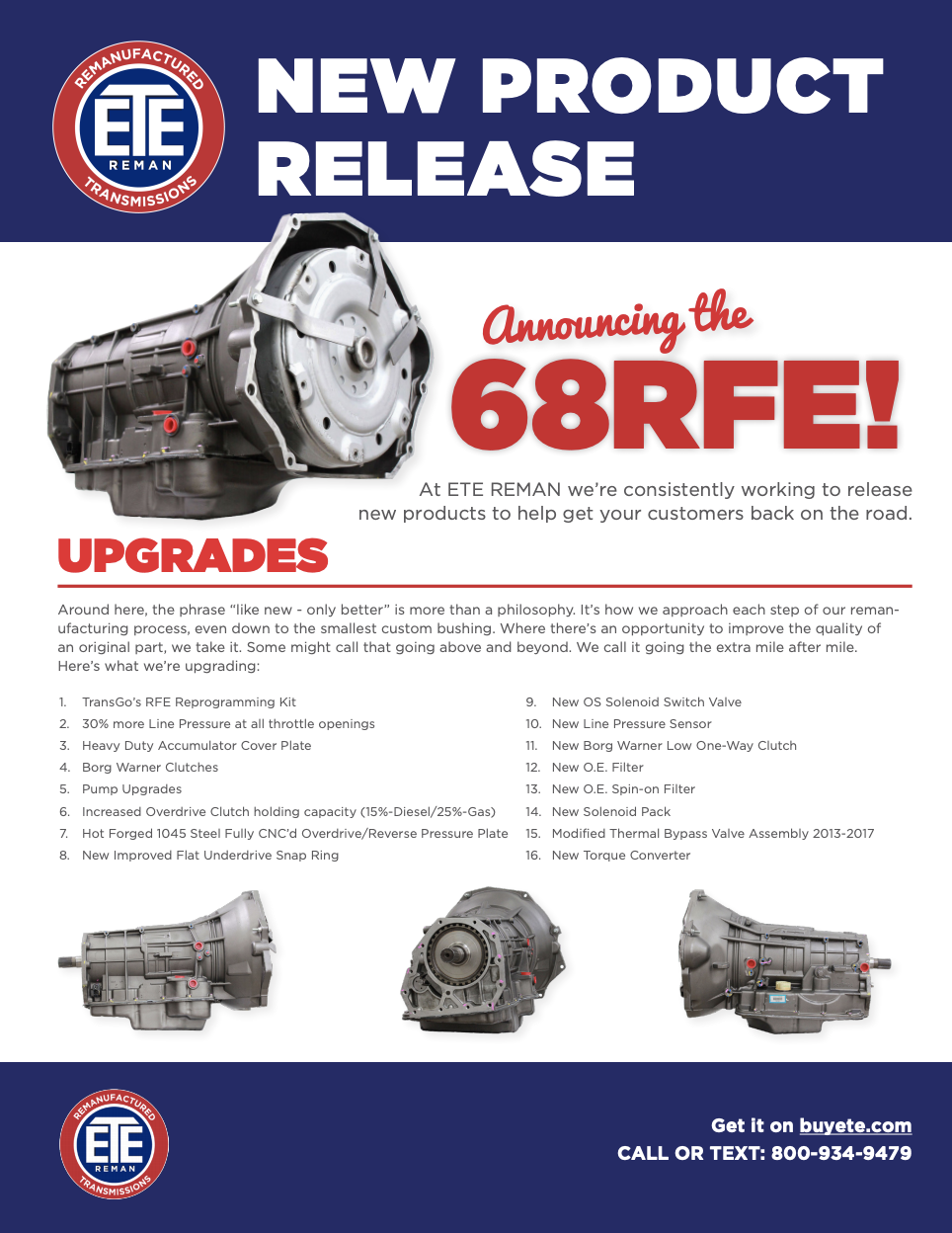 ETE New Product Release - April 2020 - ETE REMAN | The world’s best ...