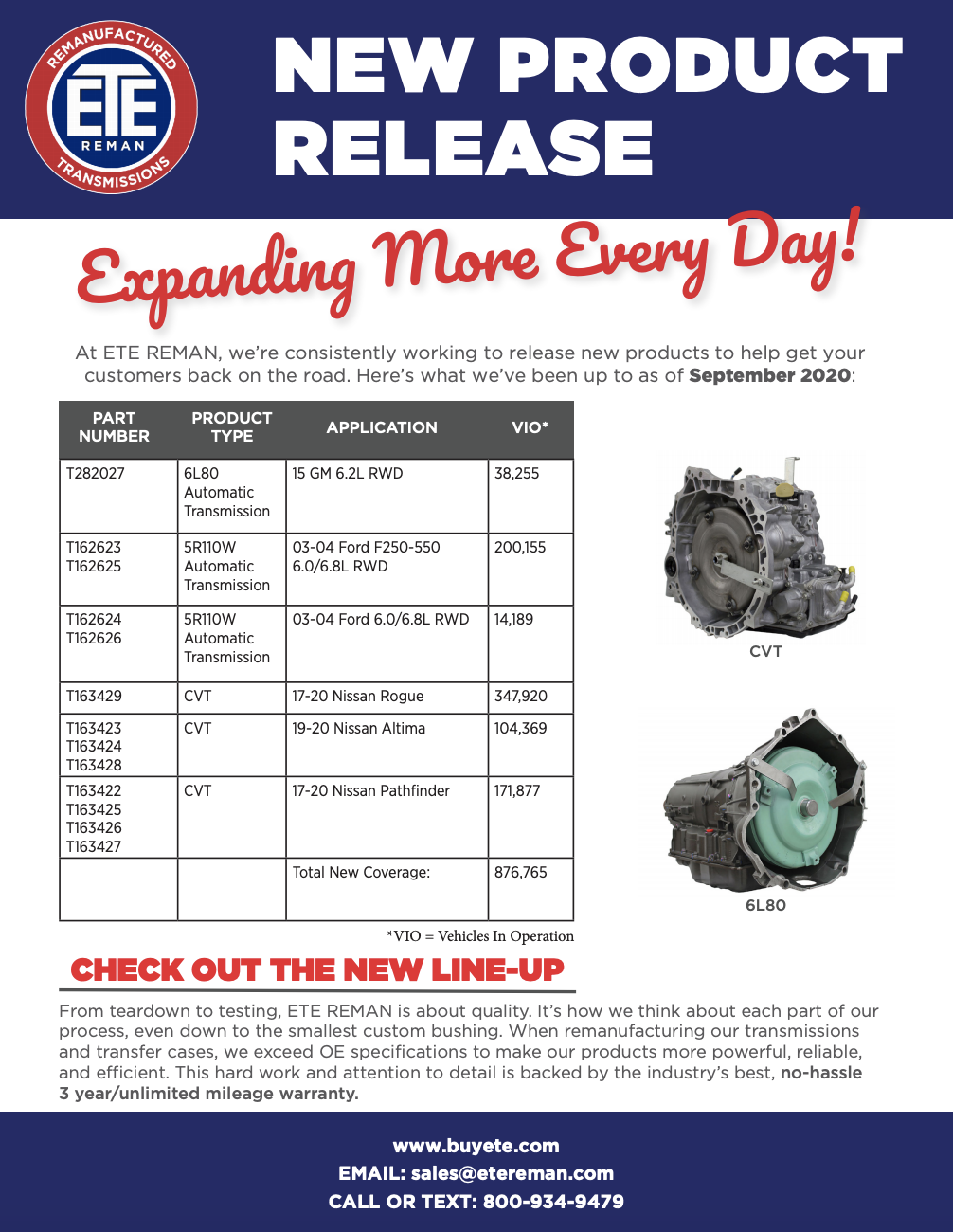 ETE New Product Release - September 2020 - ETE REMAN | The world’s best ...